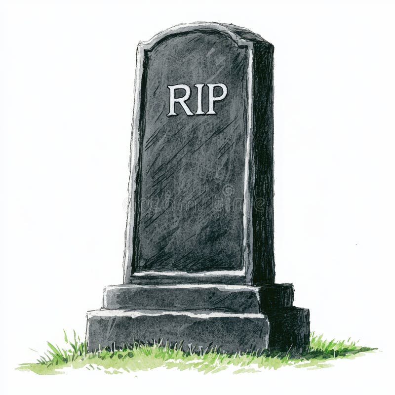 Simple Grave Headstone with RIP Inscription Graveyard Cemetery Memorial ...