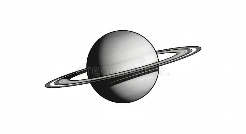 Saturn Planet Illustration Simple Grayscale Illustration of the Planet ...