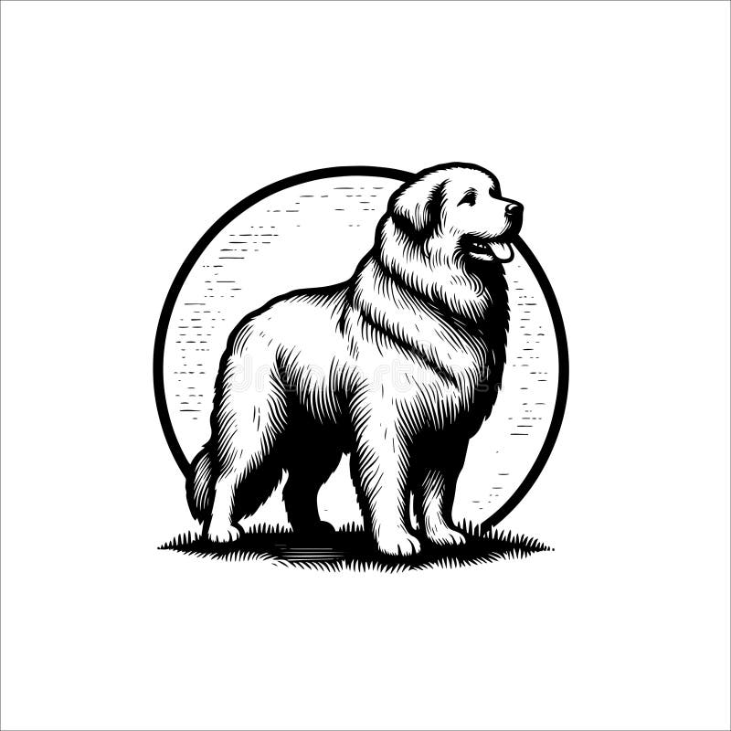 Great Pyrenees Sleeping Vector Icon Vintage Retro Logo Design. Stock ...