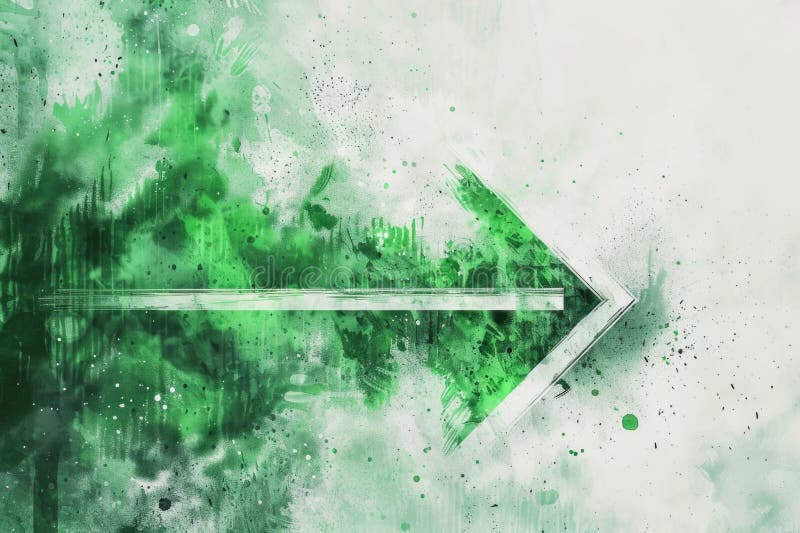 A Simple Green Arrow Painted on a White Wall, Suitable for Backgrounds ...