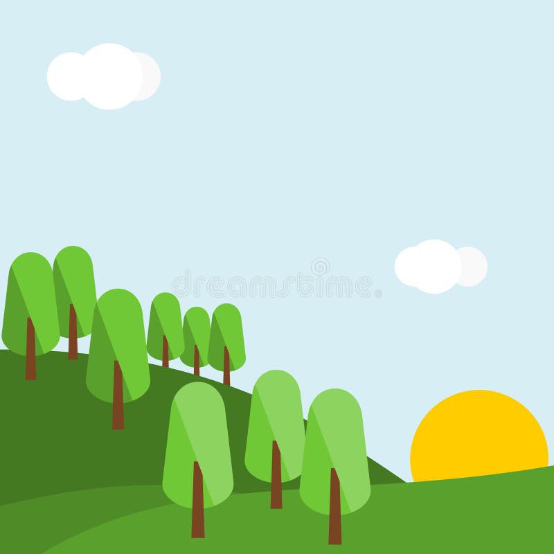Simple Green Environment Landscape Vector Illustration Background Stock ...