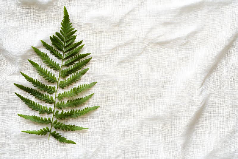 Simple Green Fern Leaf Artwork on Bright White Canvas Stock Image ...