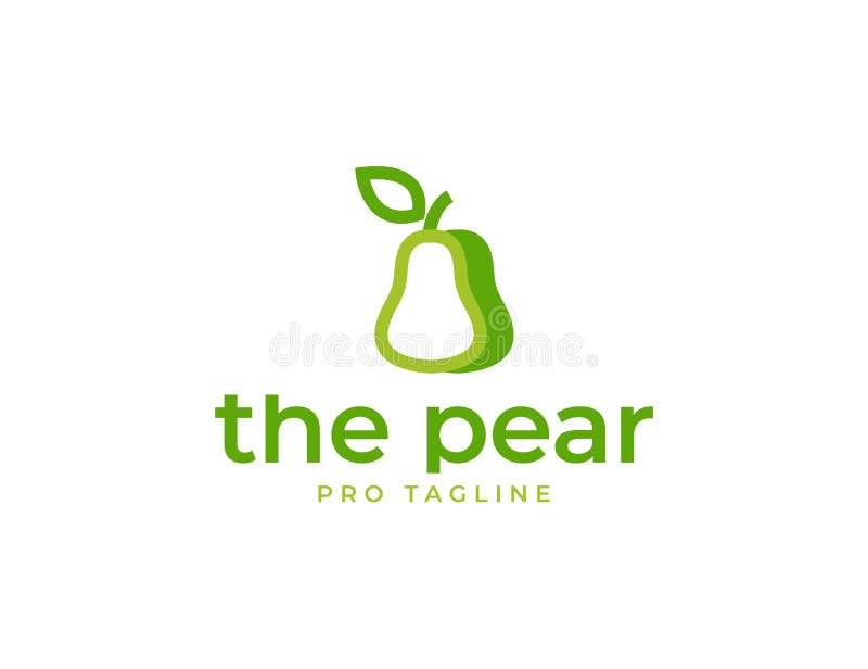 Simple Green Fresh Pear Fruit Logo Template Stock Vector - Illustration ...