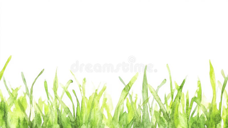 Simple Green Grass Frame Border in Watercolor for Children S Designs ...