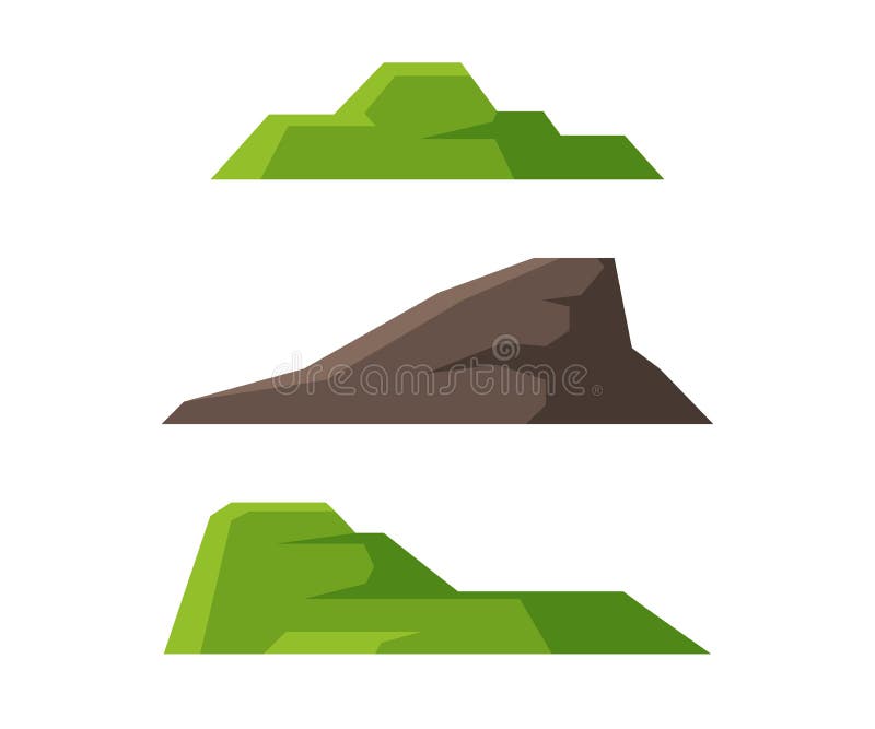 Simple Green Hill and Mountain or Rock As Landscape and Environment ...