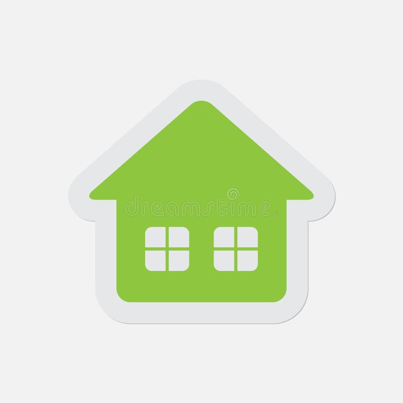 Simple Green Icon - Home with Two Windows Stock Vector - Illustration ...