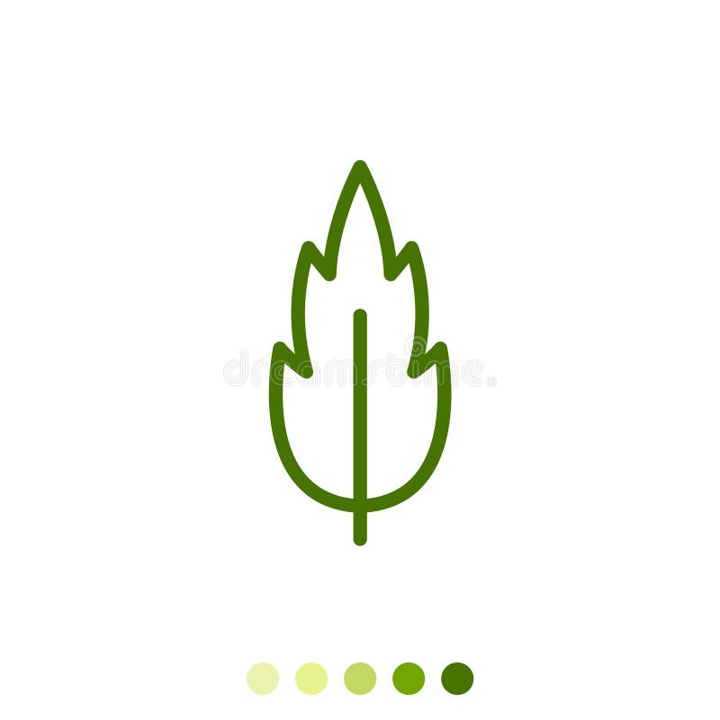Simple Green Leaf Linear Icon Stock Vector - Illustration of logo ...