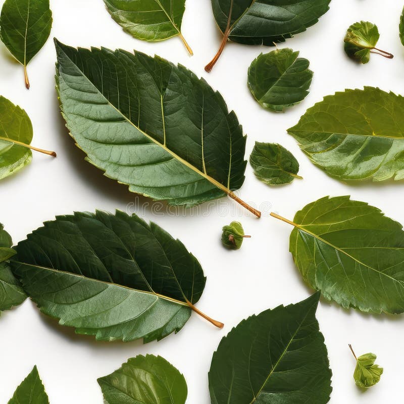 Simple Green Leaf Pattern on White Stock Illustration - Illustration of ...