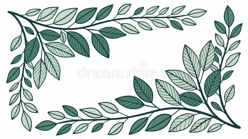 Simple Green Leafy Vine Frame, Organic Border Accent, Vector Design ...