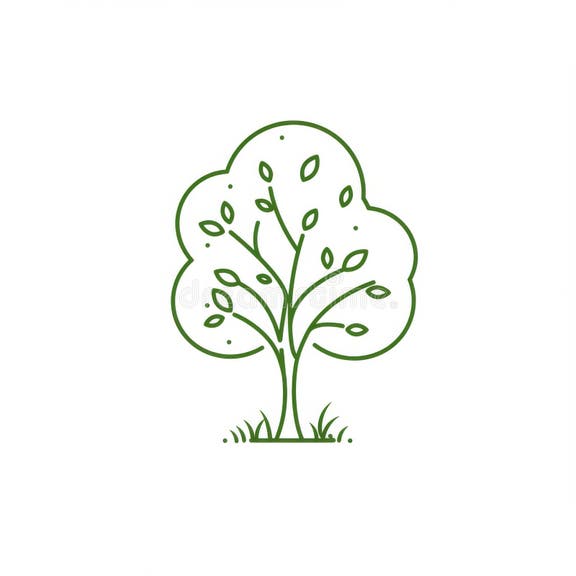 Simple Green Line Art Tree Illustration Stock Illustration ...