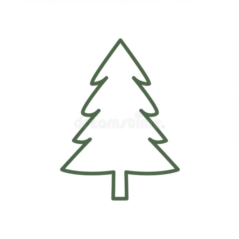 Simple Green Line Drawing of a Conifer Tree Stock Illustration ...