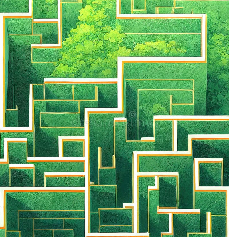 Simple Green Maze Illustration in a Cartoon Style, Ai Generated Image ...