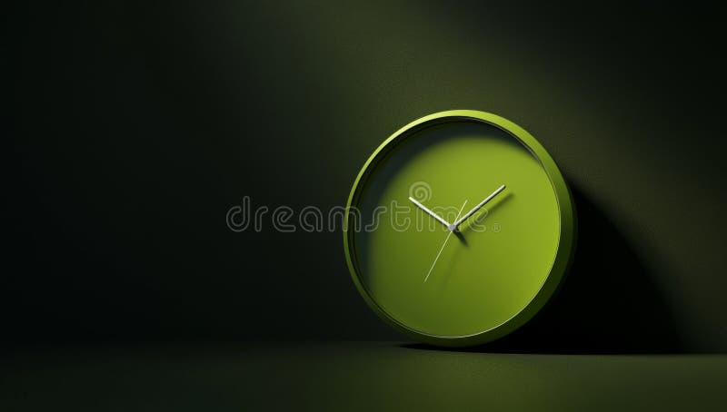 A Simple Green Neon Clock on a Dark Background. Generative AI. Stock ...