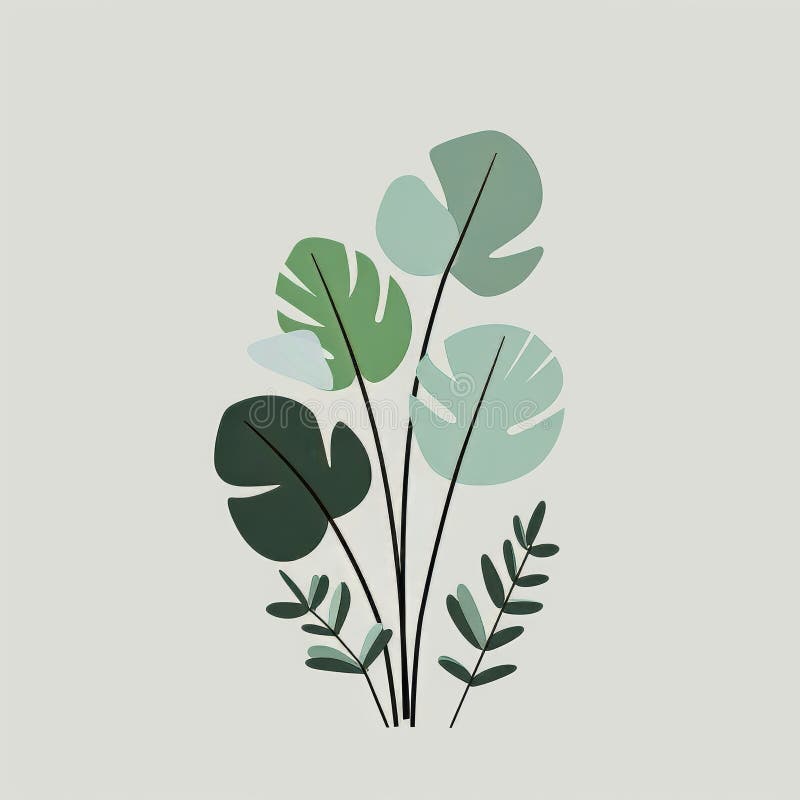 Simple Green Plant Design in Minimal Style Stock Illustration ...