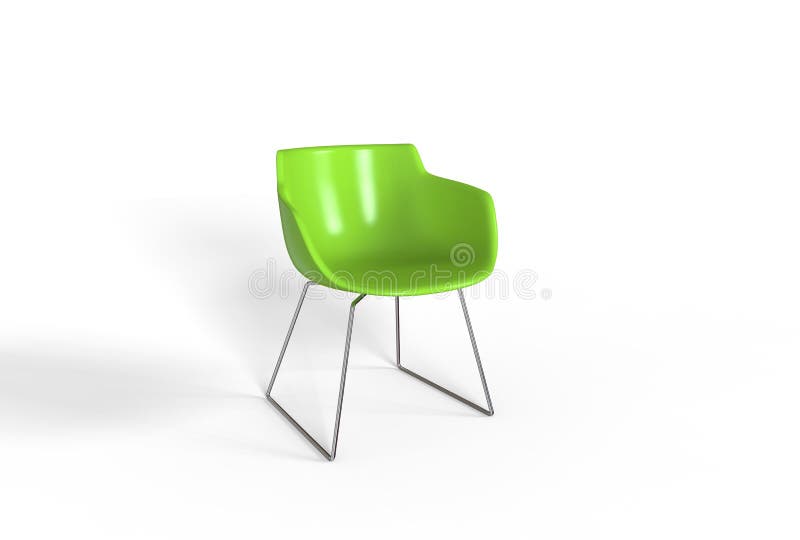 Simple Green Plastic Chair Front View - Side View Stock Photo - Image ...
