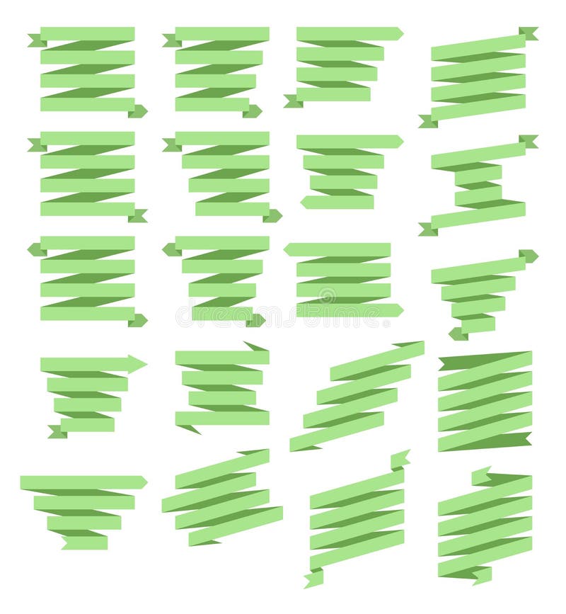 Simple Red Ribbon Banner Set. Three Rows Stock Vector - Illustration of ...