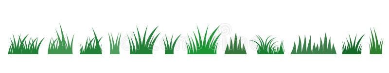 Simple Green Vector Grass Tufts, Abstract Cartoon Grass Silhouette ...