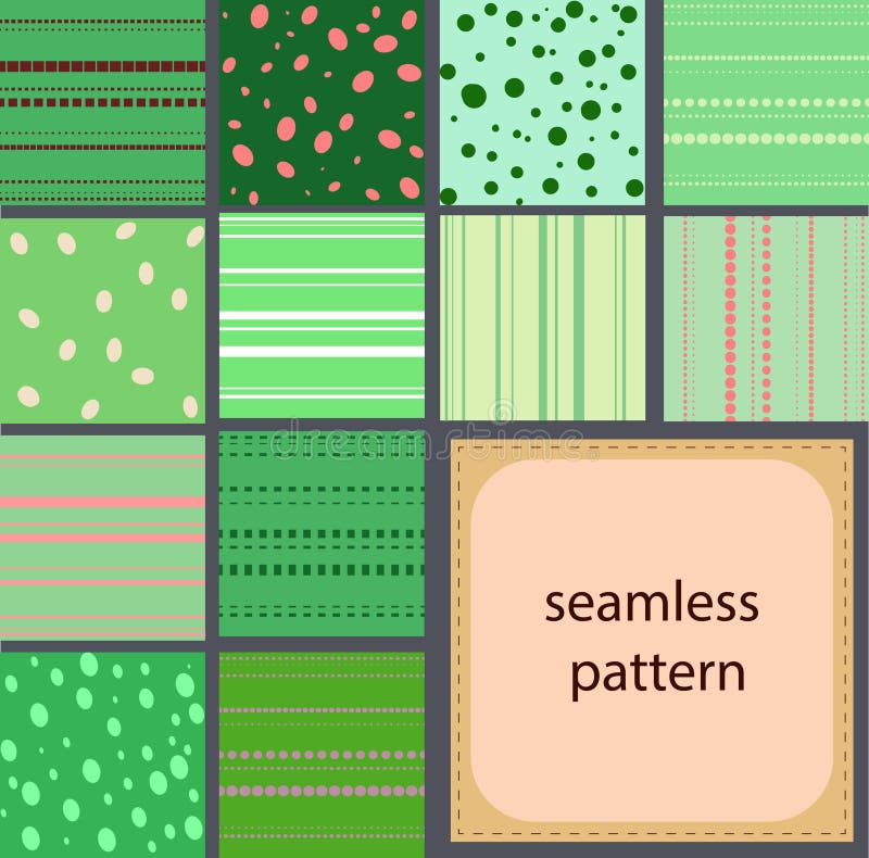 10 Simple Vintage Seamless Patterns of Dots and Stripes Stock Vector ...