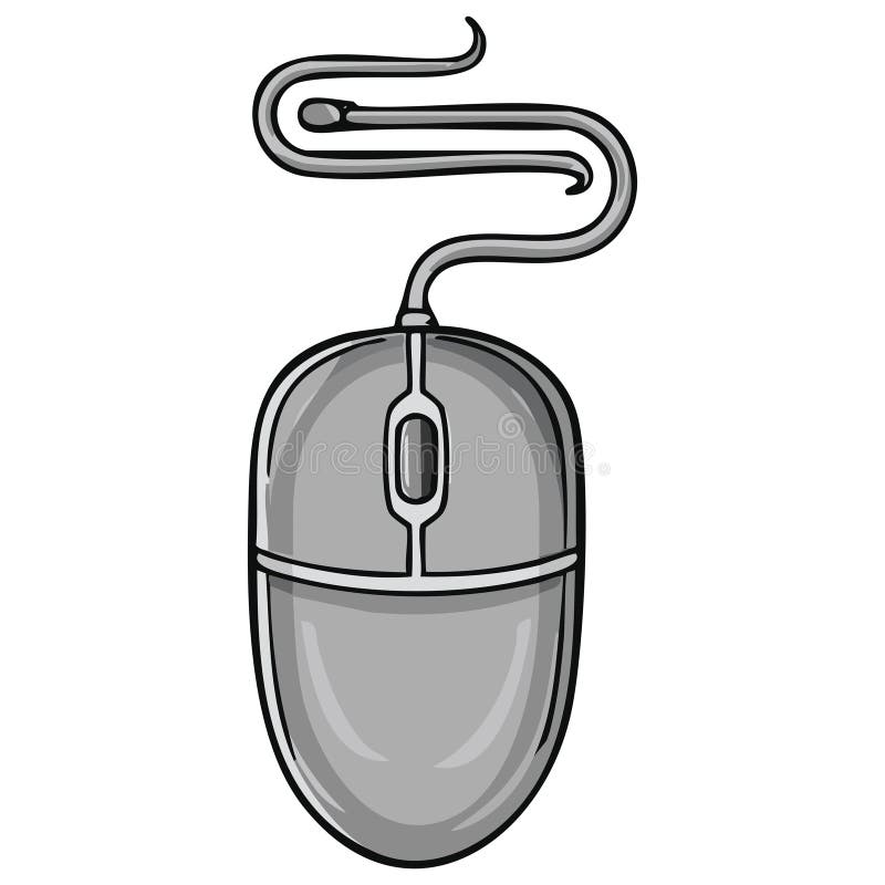 Simple Grey Computer Mouse with Wired Connection and Scroll Wheel ...