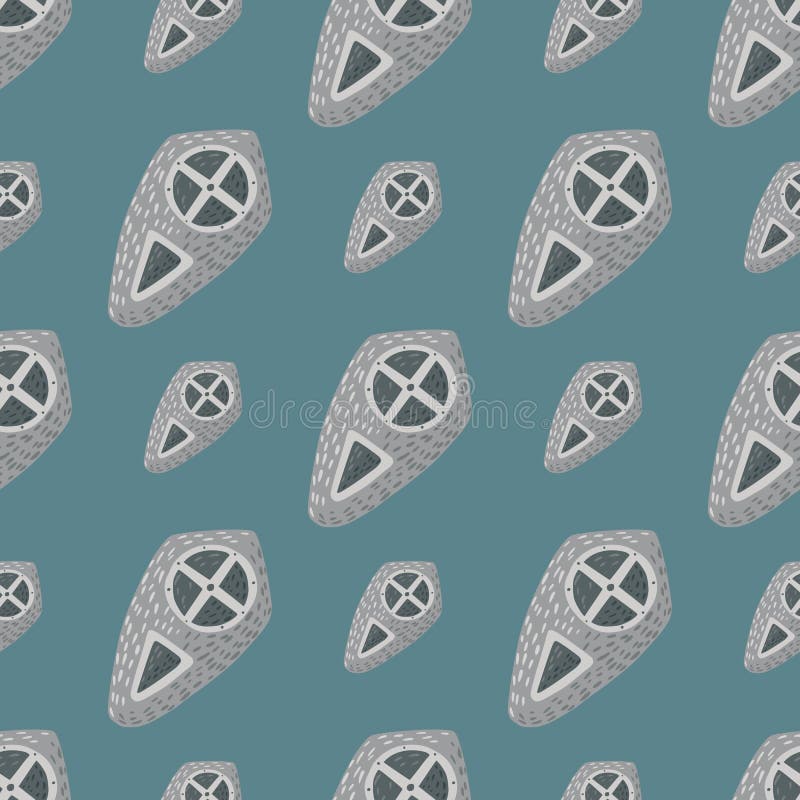 Simple Grey Shield Silhouettes Seamless Stylized Pattern. Knight ...