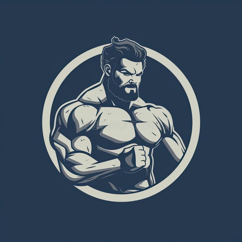 Simple Gym Logo with Muscular Man Outline Stock Illustration ...