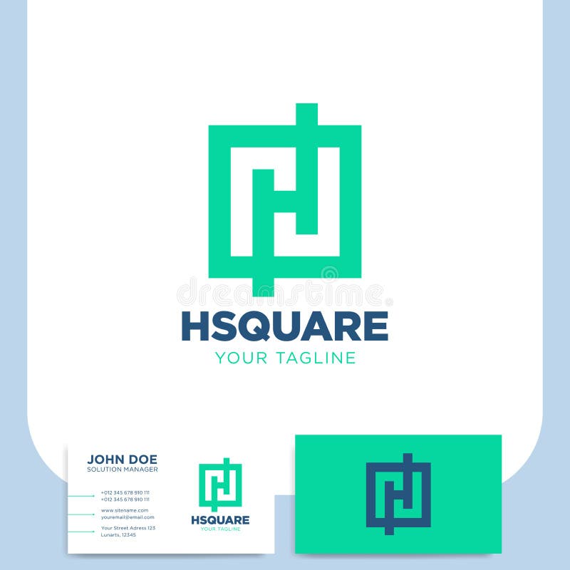 Simple H Letter Logo in Square or Frame Template with Business C ...