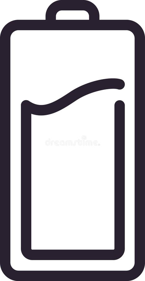 Simple Half Charged Battery Icon Featuring a Wavy Line Indicating ...