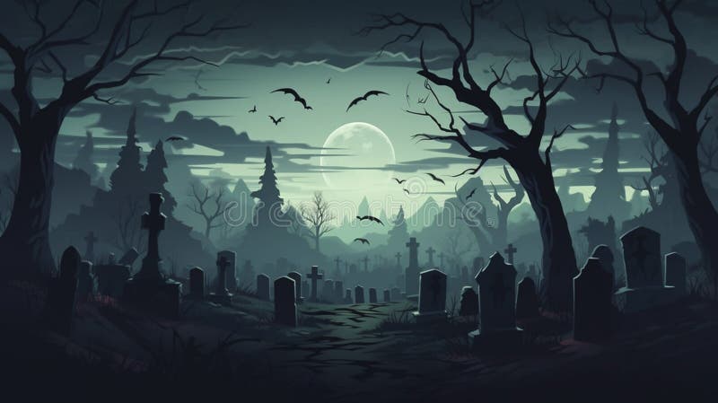 Simple Halloween Background with Dead Trees at Both Sides. Creepy ...