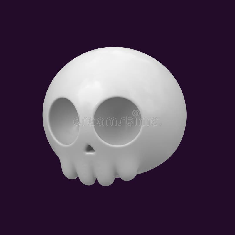 Simple Halloween Cartoon Human Skull 3d Render Illustration. Stock ...