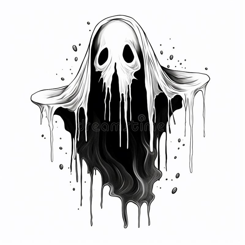 Simple Halloween Ghost Drawing with an Abstract Style Stock ...