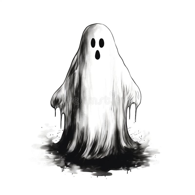 Simple Halloween Ghost Drawing Stock Illustration - Illustration of ...