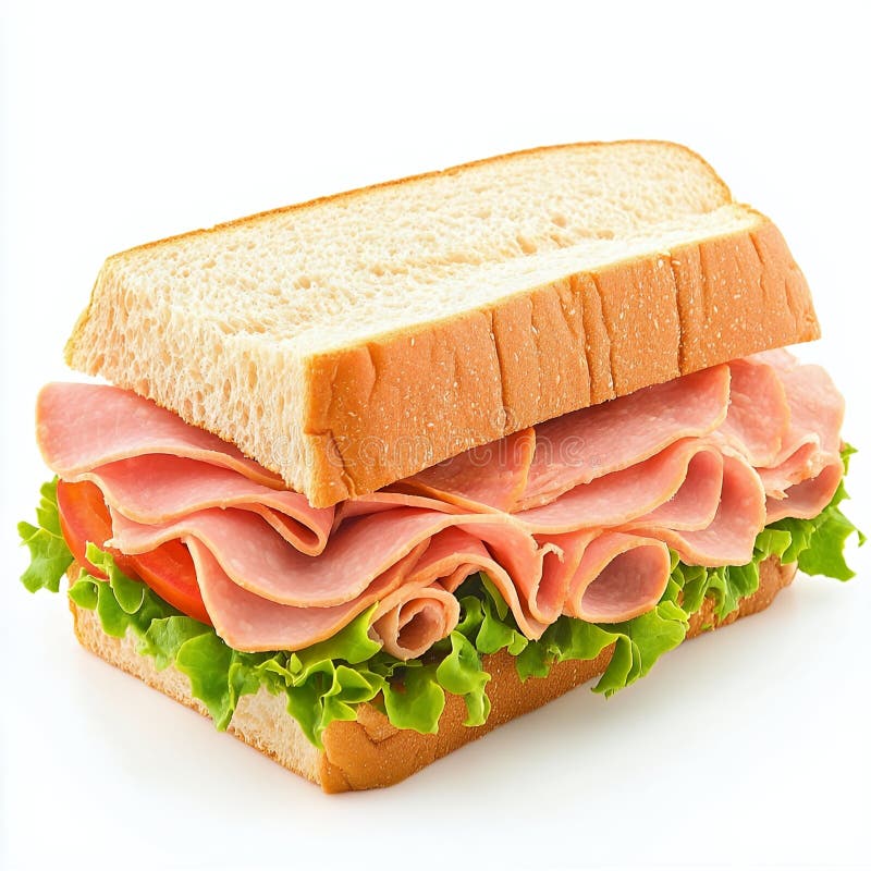 A Simple Ham Sandwich with Lettuce and Tomato Stock Illustration ...