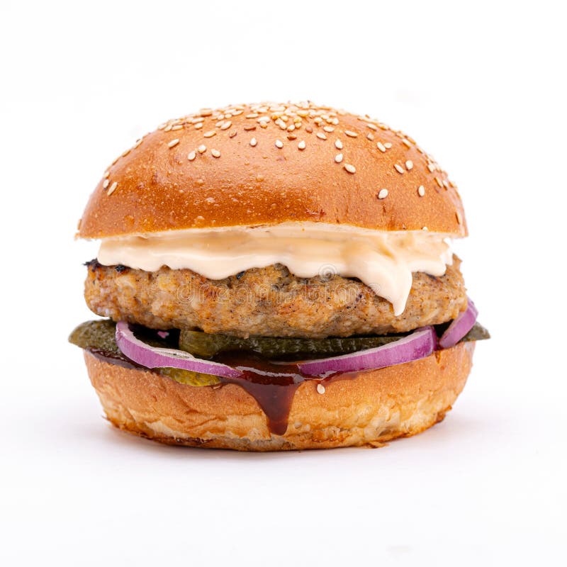 The Simple Hamburger on a Light Wooden Board Stock Photo - Image of ...