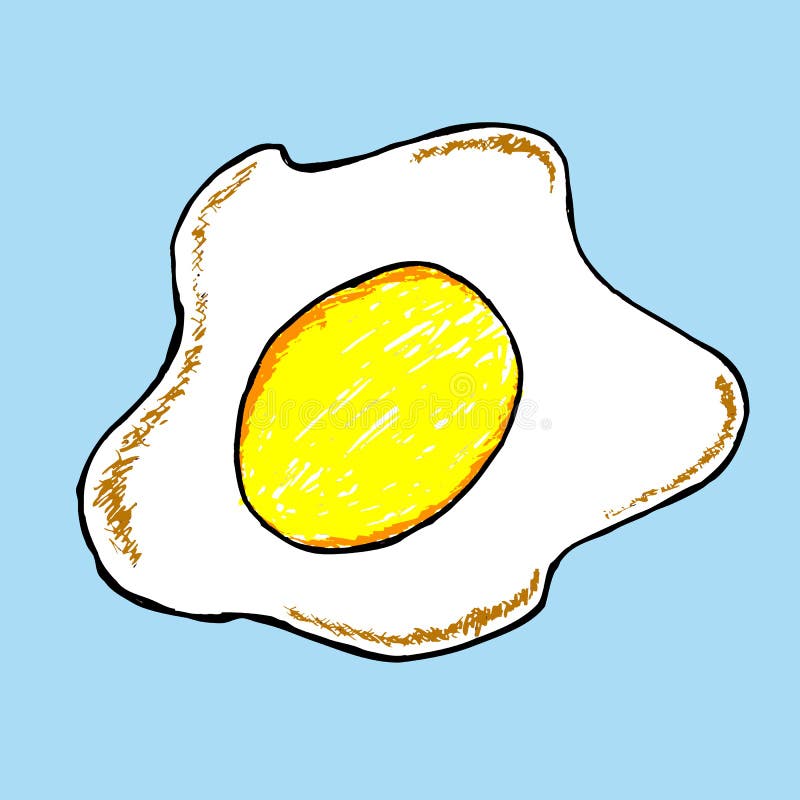 Simple Hand Draw Sketch, Fried Egg Stock Vector - Illustration of ...
