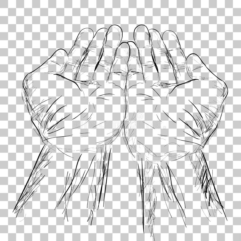 Simple Hand Draw Sketch Praying Hand Stock Vector - Illustration of ...