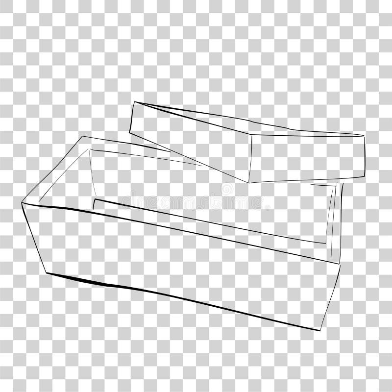 Simple Hand Draw Sketch Template or Mockup Vector Black Shoe Box, at ...