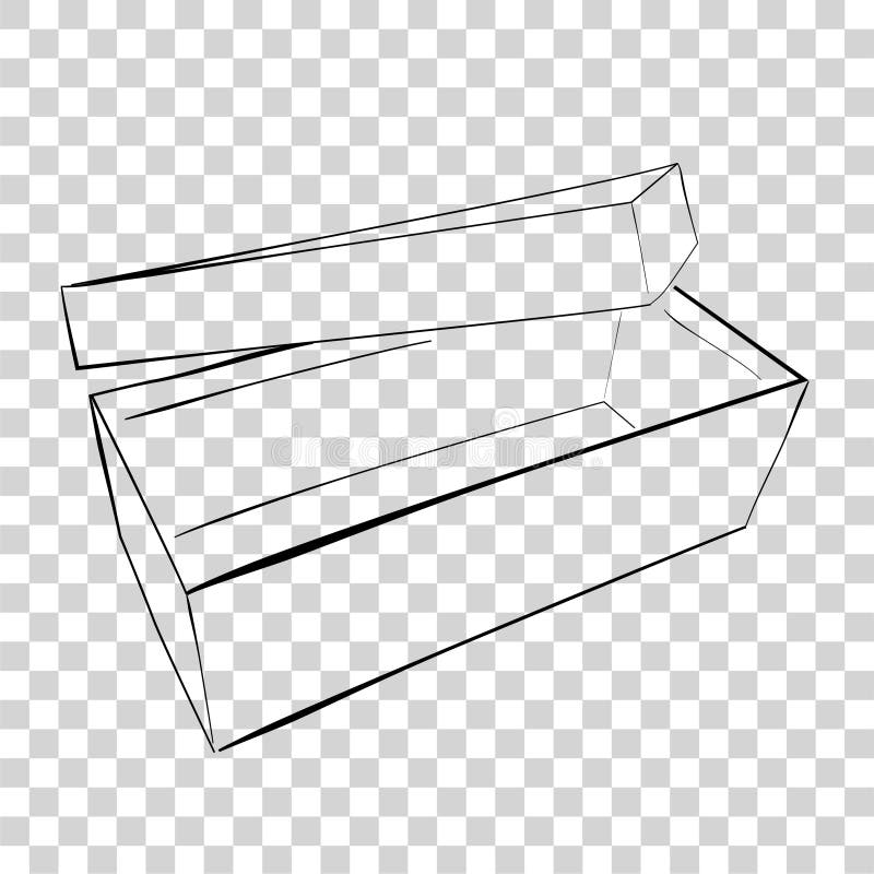 Simple Hand Draw Sketch Template or Mockup Vector Black Shoe Box, at ...