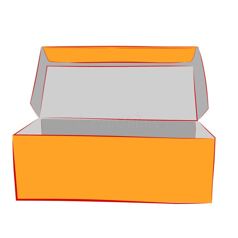 Simple Hand Draw Sketch Vector Mock Up Orange Shoe Box, Isolated on ...