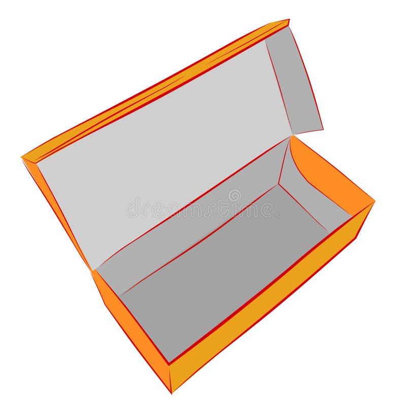 Simple Hand Draw Sketch Vector Mock Up Orange Shoe Box, Isolated on ...