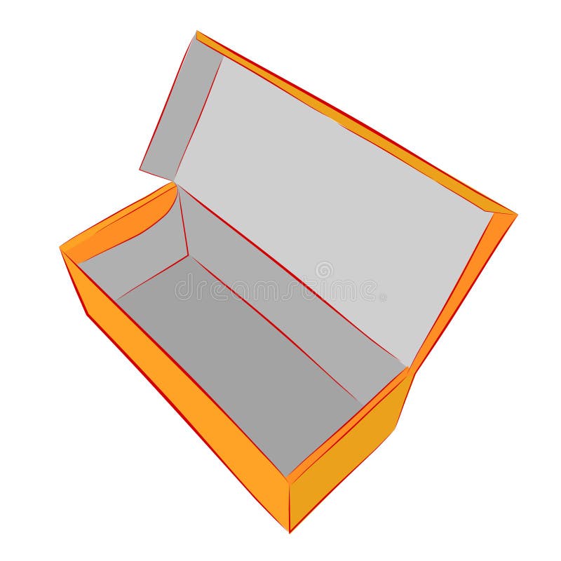 Simple Hand Draw Sketch Vector Mock Up Orange Shoe Box, Isolated on ...