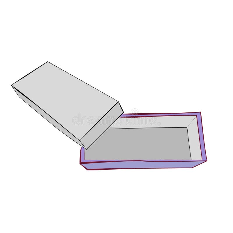 Simple Hand Draw Sketch Vector Template or Mockup Purple Shoe Box ...