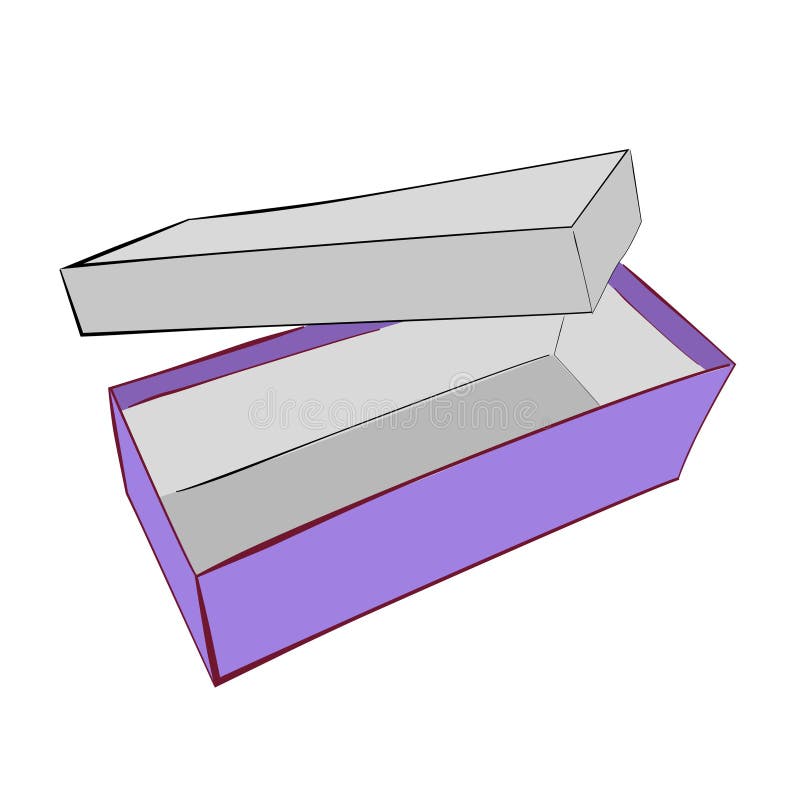 Simple Hand Draw Sketch Vector Template or Mockup Purple Shoe Box ...