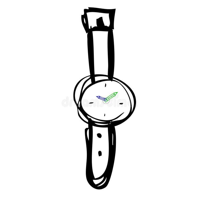 Simple Hand Draw Sketch of Watch Stock Vector - Illustration of design ...