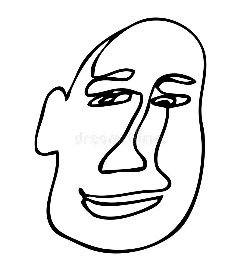 Simple Hand Draw Vector Single Continuoue Line Face Man Stock Vector ...