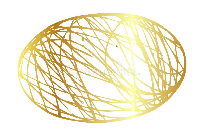Simple Hand Draw Vector Sketch Gold or Golden Oval Frame Scribble Stock ...