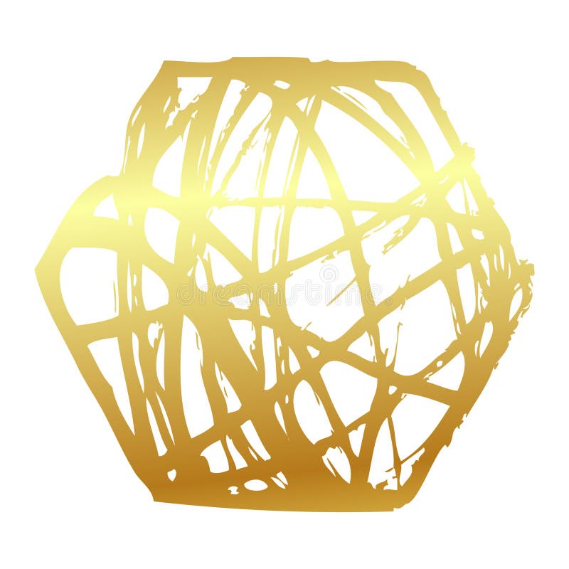 Simple Hand Draw Vector Sketch Golden or Gold Hexagon Frame Scribble ...