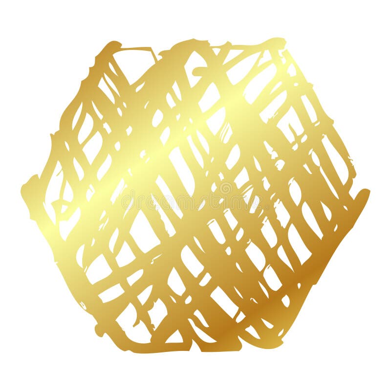 Simple Hand Draw Vector Sketch Golden or Gold Hexagon Frame Scribble ...