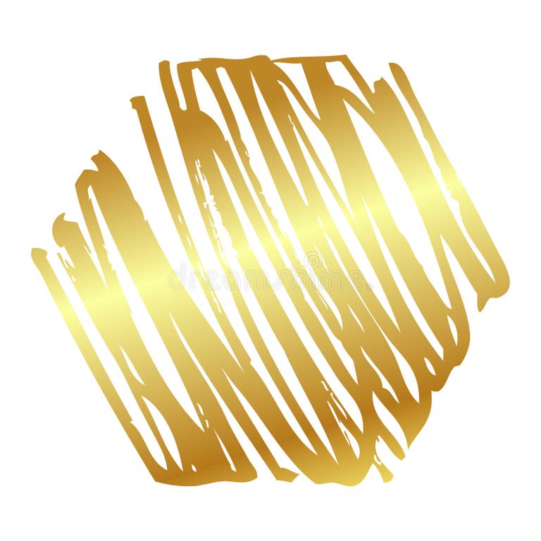 Simple Hand Draw Vector Sketch Golden or Gold Hexagon Frame Scribble ...
