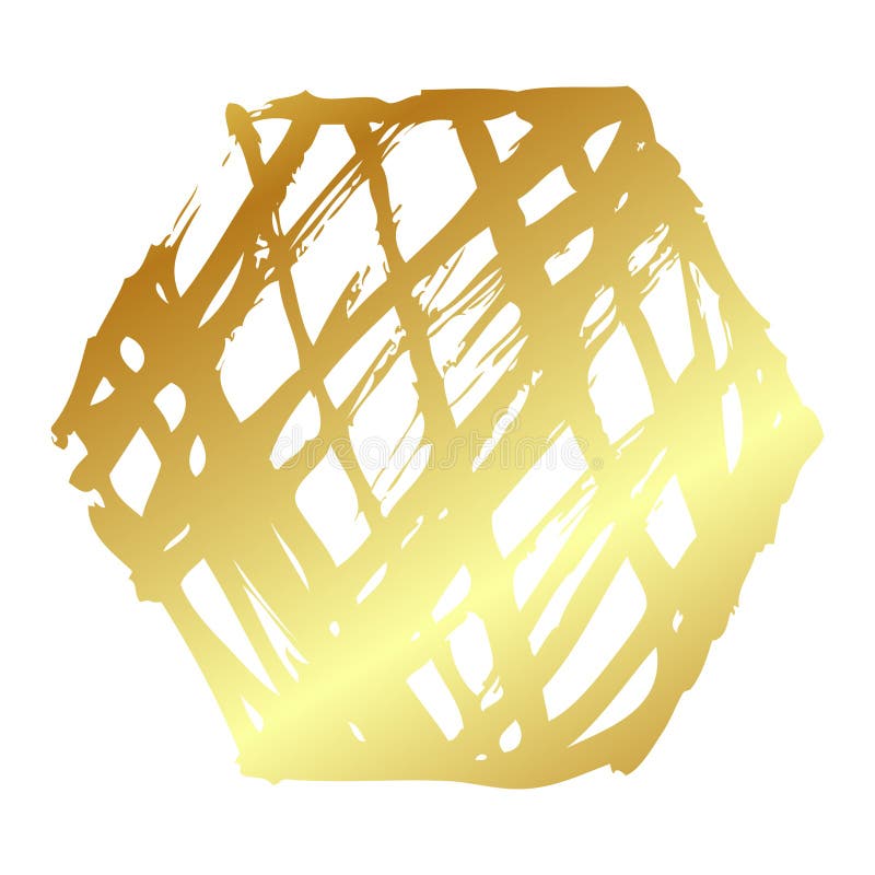 Simple Hand Draw Vector Sketch Golden or Gold Hexagon Frame Scribble ...