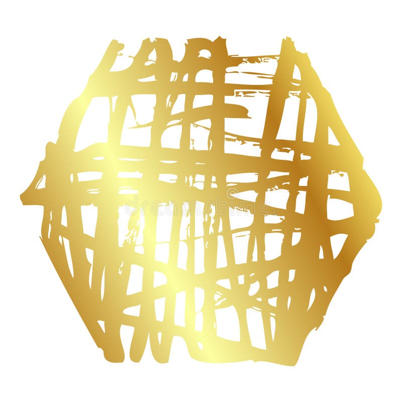 Simple Hand Draw Vector Sketch Golden or Gold Hexagon Frame Scribble ...